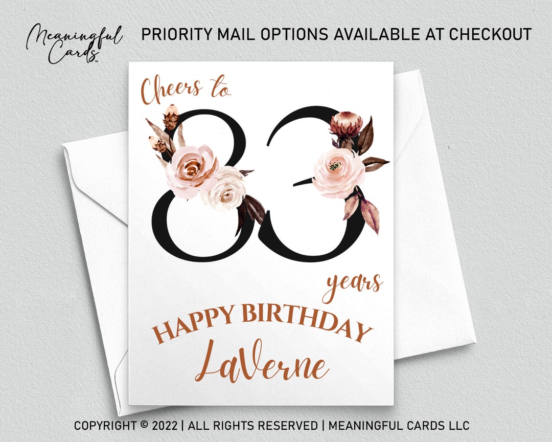 83rd Birthday Card Personalized Birthday Card, Cheers to 83 Years ...