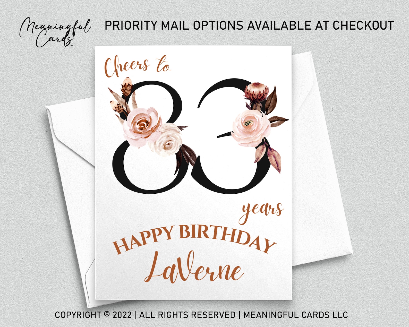 Personalized 83rd Birthday Card, Floral Design - Etsy