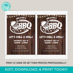 Editable BBQ Invitation Barbecue Birthday Party Download Summer Party ...