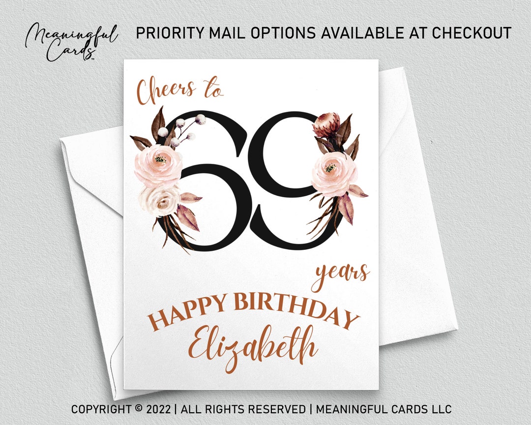 69th Birthday Card Customized & Personalized With Name Cheers - Etsy