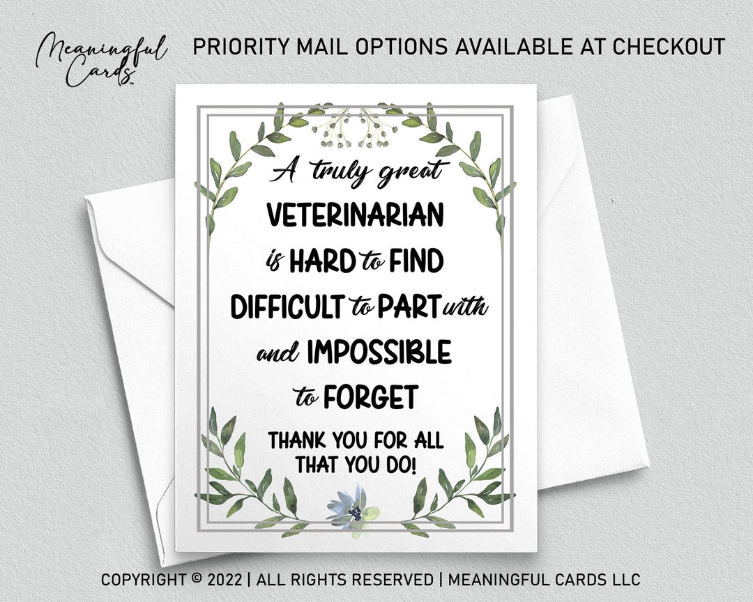 Veterinarian Thank You Card Gift for Veterinarian - Etsy