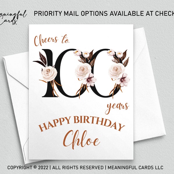 100 Years Birthday Card - Etsy
