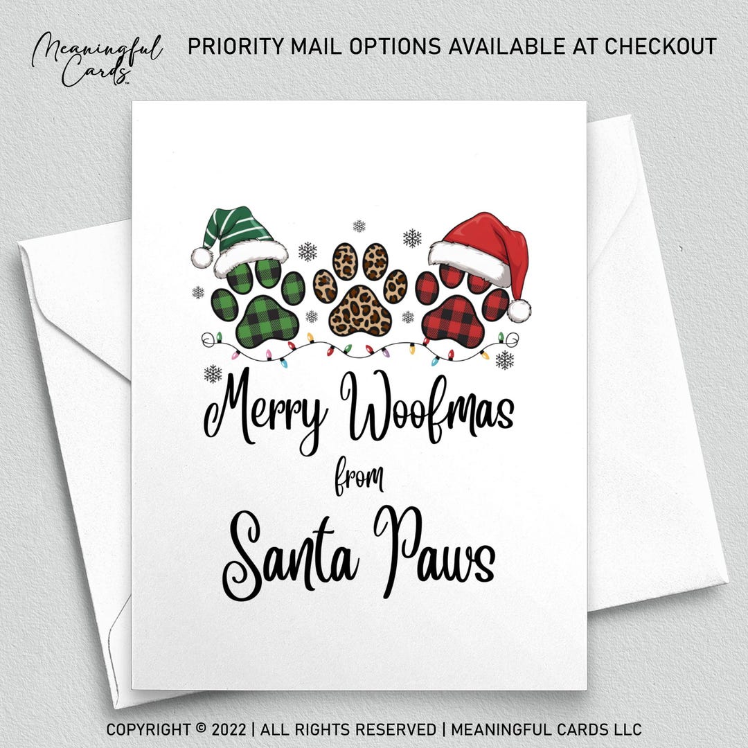 Dog Christmas Card: Merry Woofmas From Santa Paws - Etsy