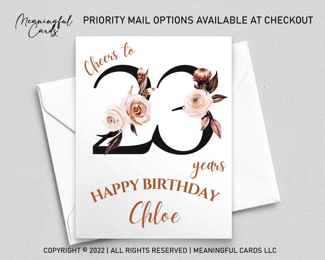 23rd Birthday Card Personalized Birthday Card, Cheers to 23 Years ...