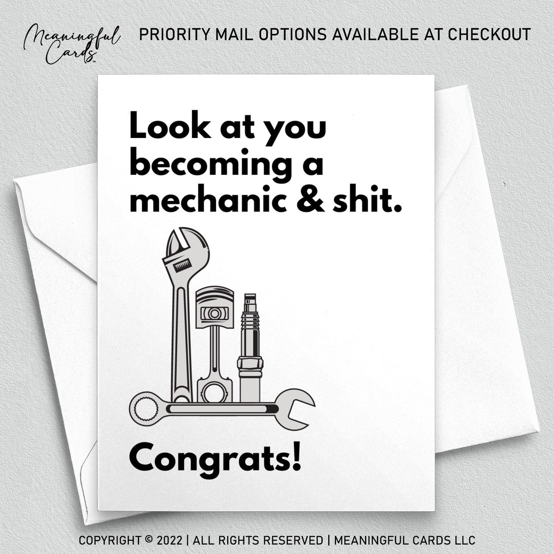 New Mechanic Card, Congrats Card for Mechanic, Look at You Becoming a ...