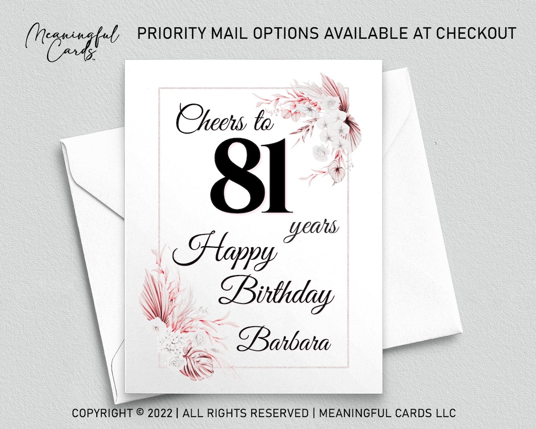Personalized 81st Birthday Card, Cheers to 81 Years - Etsy