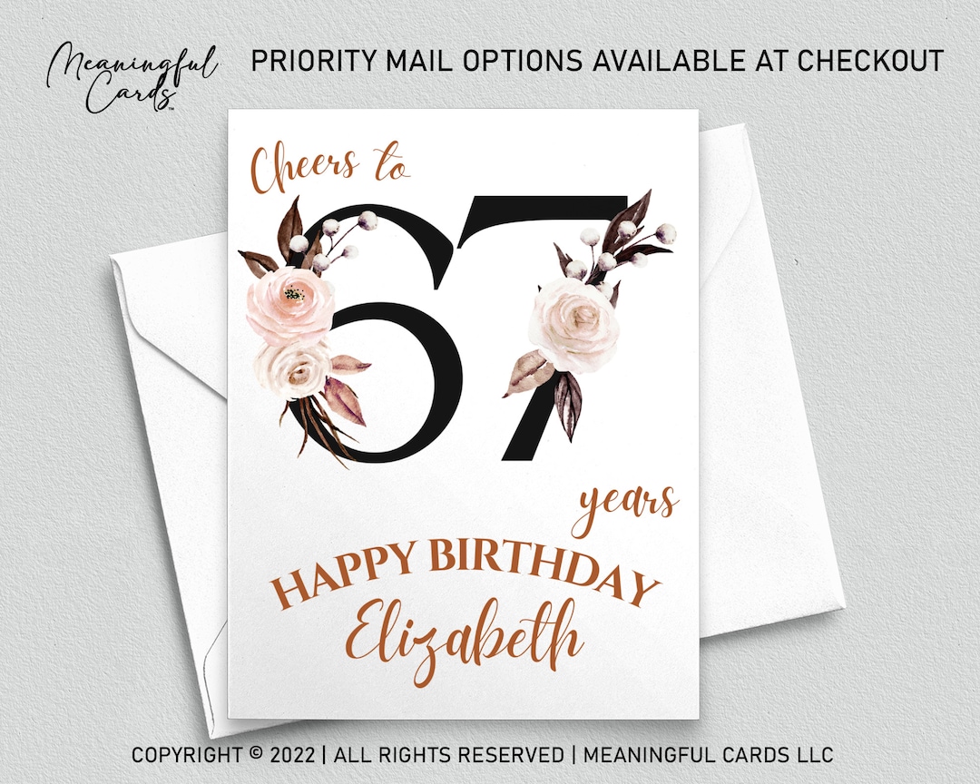 67th Birthday Card Personalized Birthday Card, Cheers to 67 Years ...