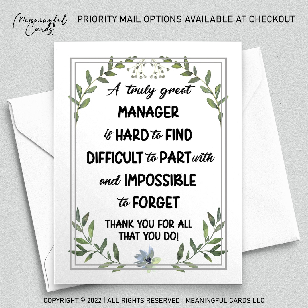 Manager Thank You Card Gift for Manager - Etsy
