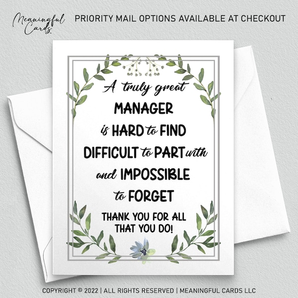 Manager Thank You Card - Etsy