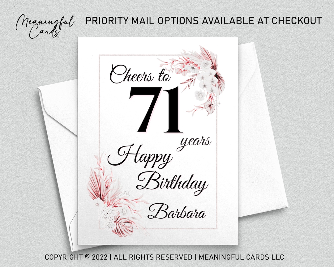 71st Birthday Card Personalized Birthday Card, Cheers to 71 Years ...