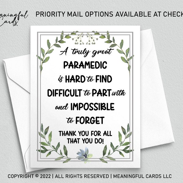 Paramedic Thank You Card - Etsy