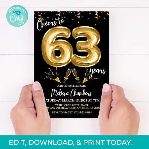 63rd Birthday Invitation - Etsy