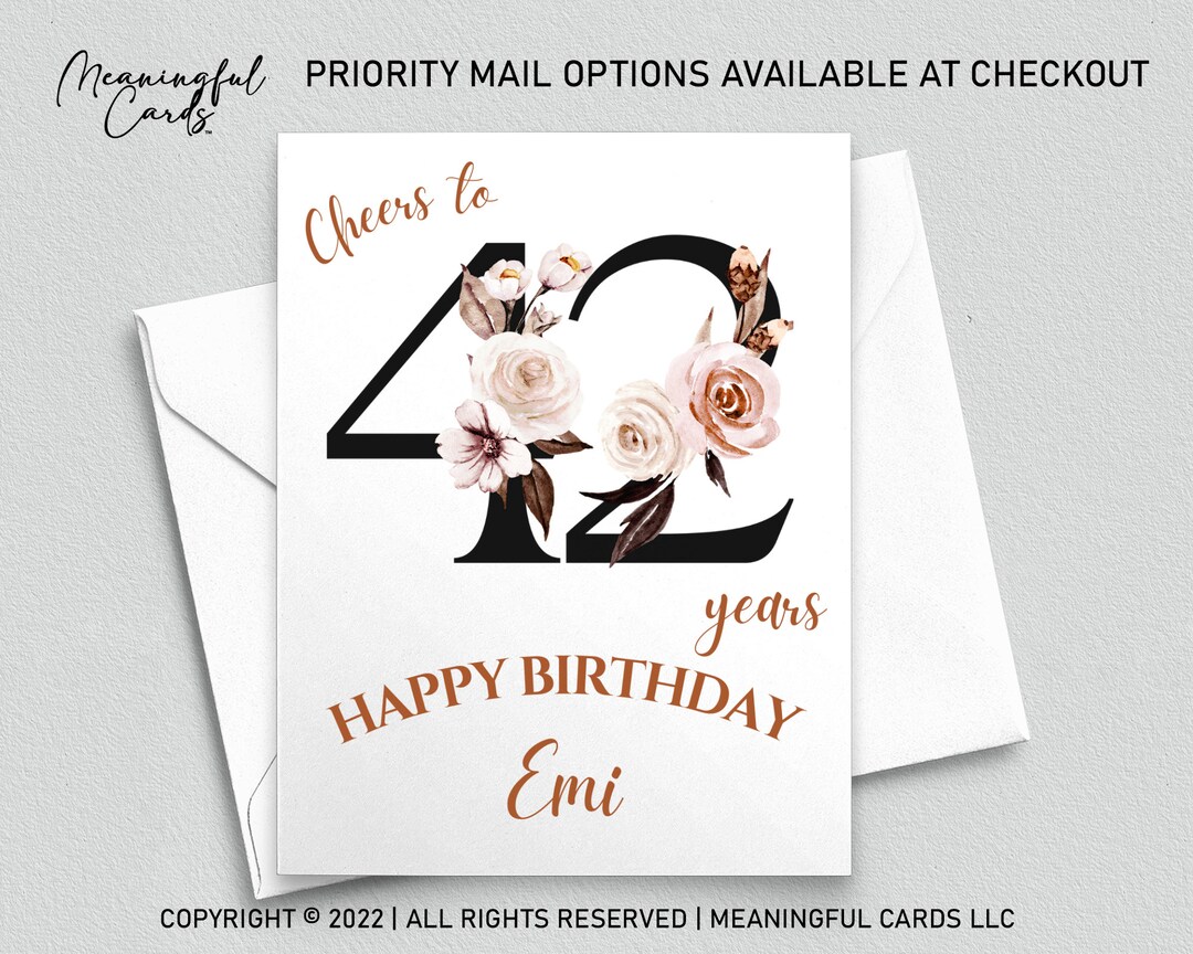 42nd Birthday Card Personalized Birthday Card, Cheers to 42 Years ...