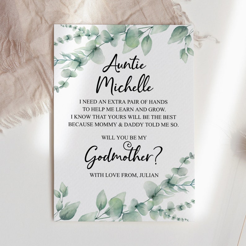 EDITABLE Will You Be My Godmother Printable Download - Etsy
