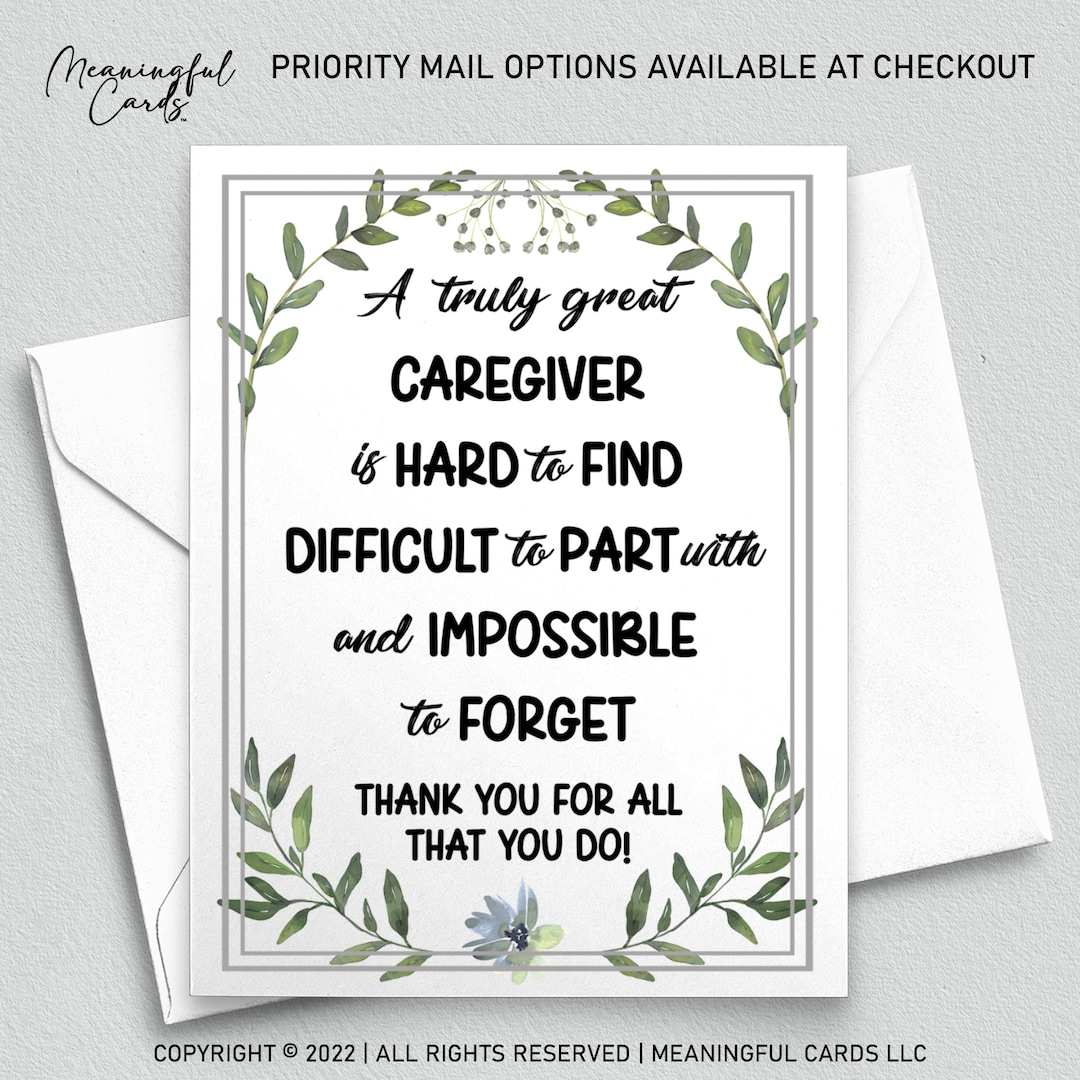 Caregiver Thank You Card Gift for Caregiver - Etsy
