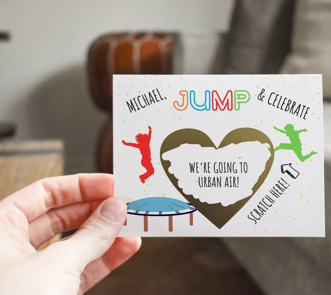 Trampoline Park Surprise Scratch off Card, Birthday Reveal - Etsy