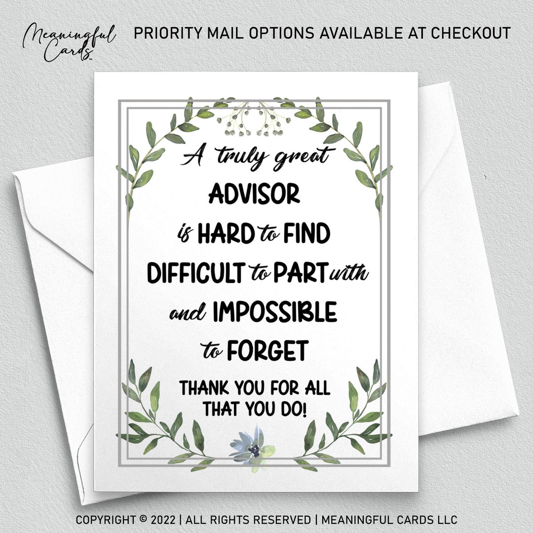Advisor Thank You Card Gift for Advisor - Etsy
