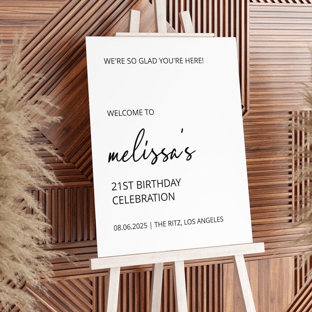 Editable Minimalist Birthday Welcome Sign Printable, Birthday Welcome ...