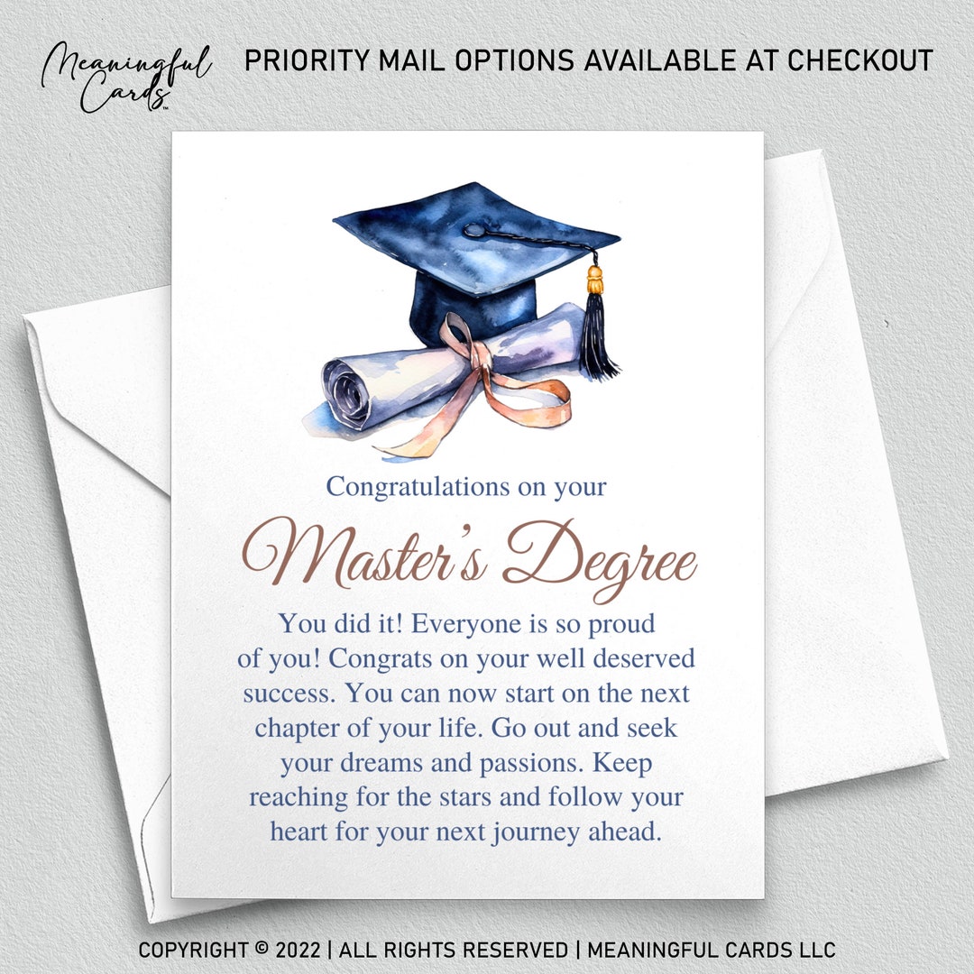 Master's Degree Graduation Gift - MA MBA Graduate Card - Etsy