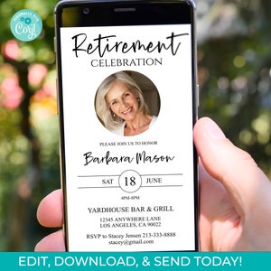 Editable Retirement Party Photo Digital Invitation Template, Surprise ...