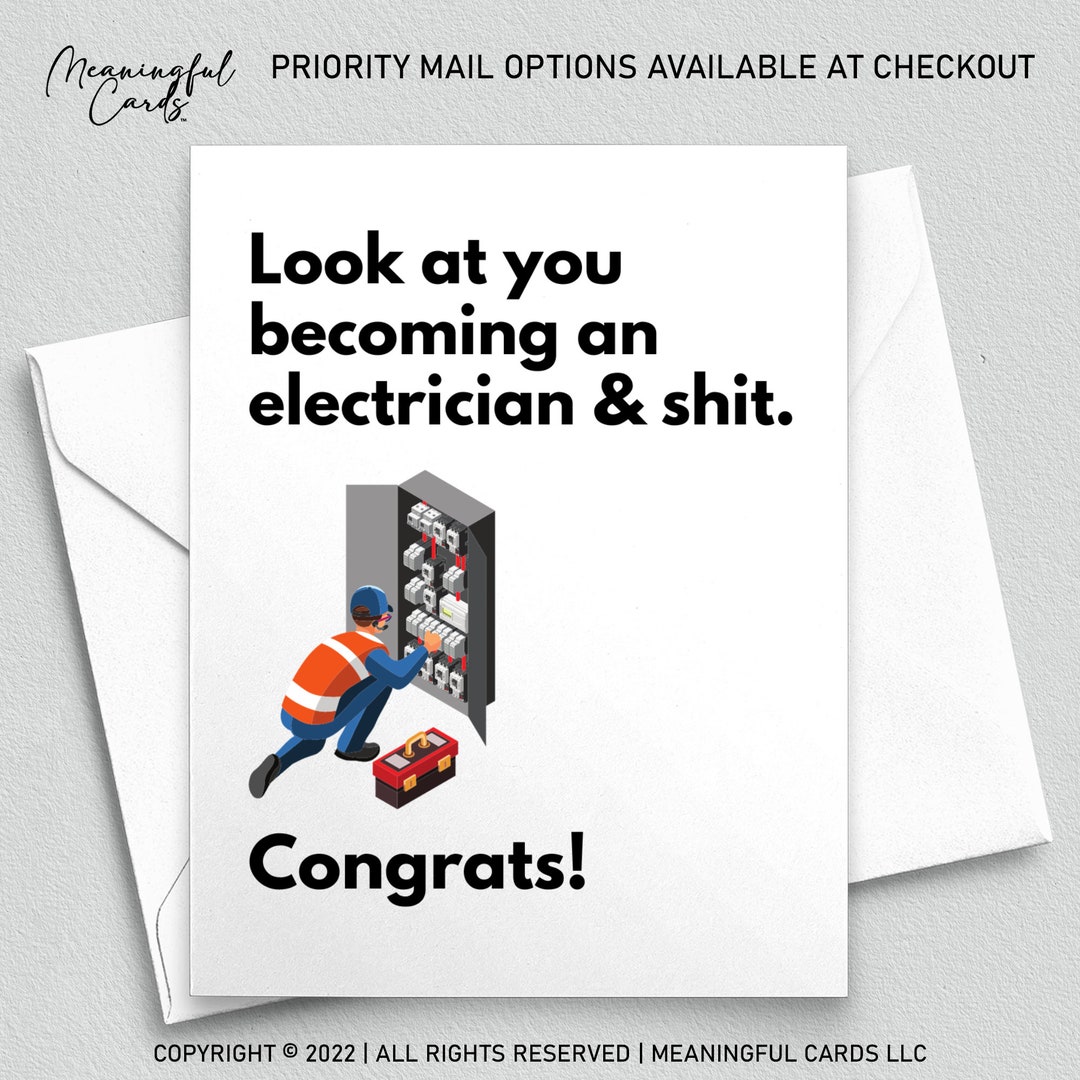Electrician Graduation Card, Funny Congratulations Card - Etsy