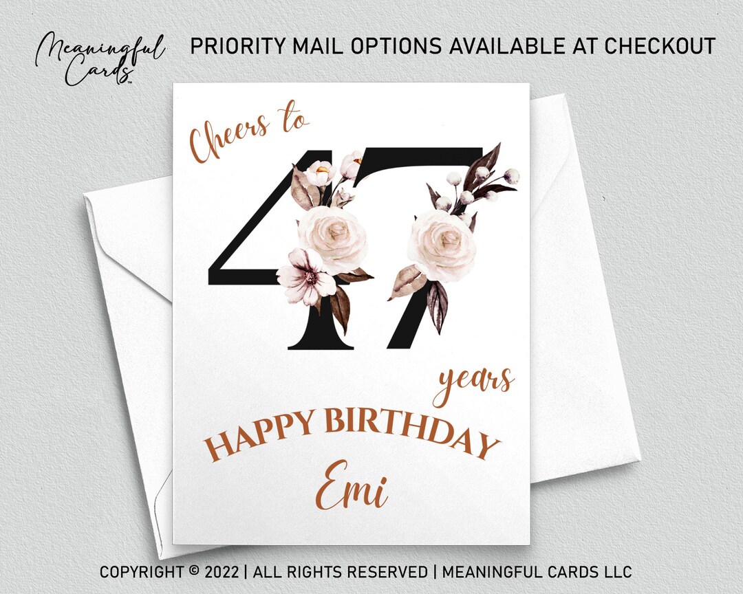 47th Birthday Card Personalized Birthday Card, Cheers to 47 Years ...