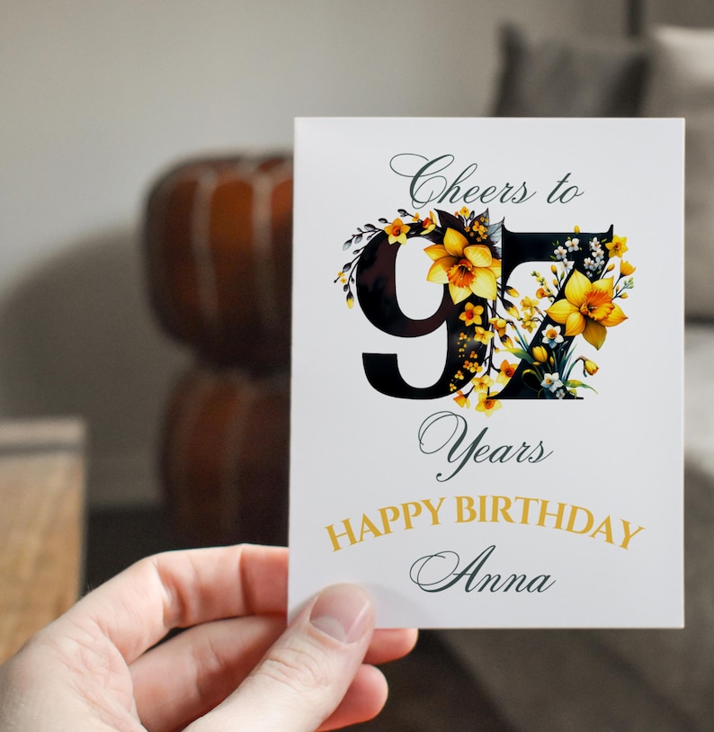 Personalized 97th Birthday Card: Floral Design - Etsy