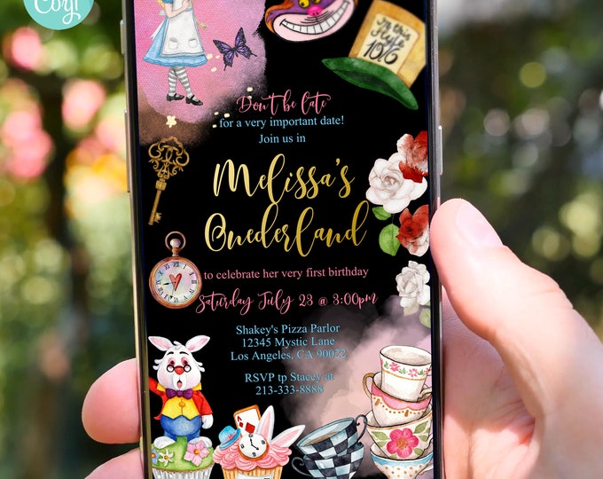 EDITABLE Alice in Onederland Invitation Winter Onederland Invitation ...