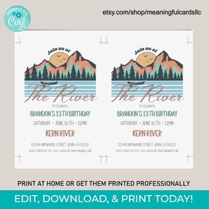 River Birthday Party Invitation, Boat Theme (digital Download) - Etsy