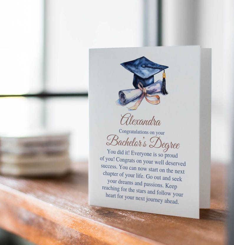 Personalized Bachelor's Degree Graduation Card – BS Graduate - Etsy