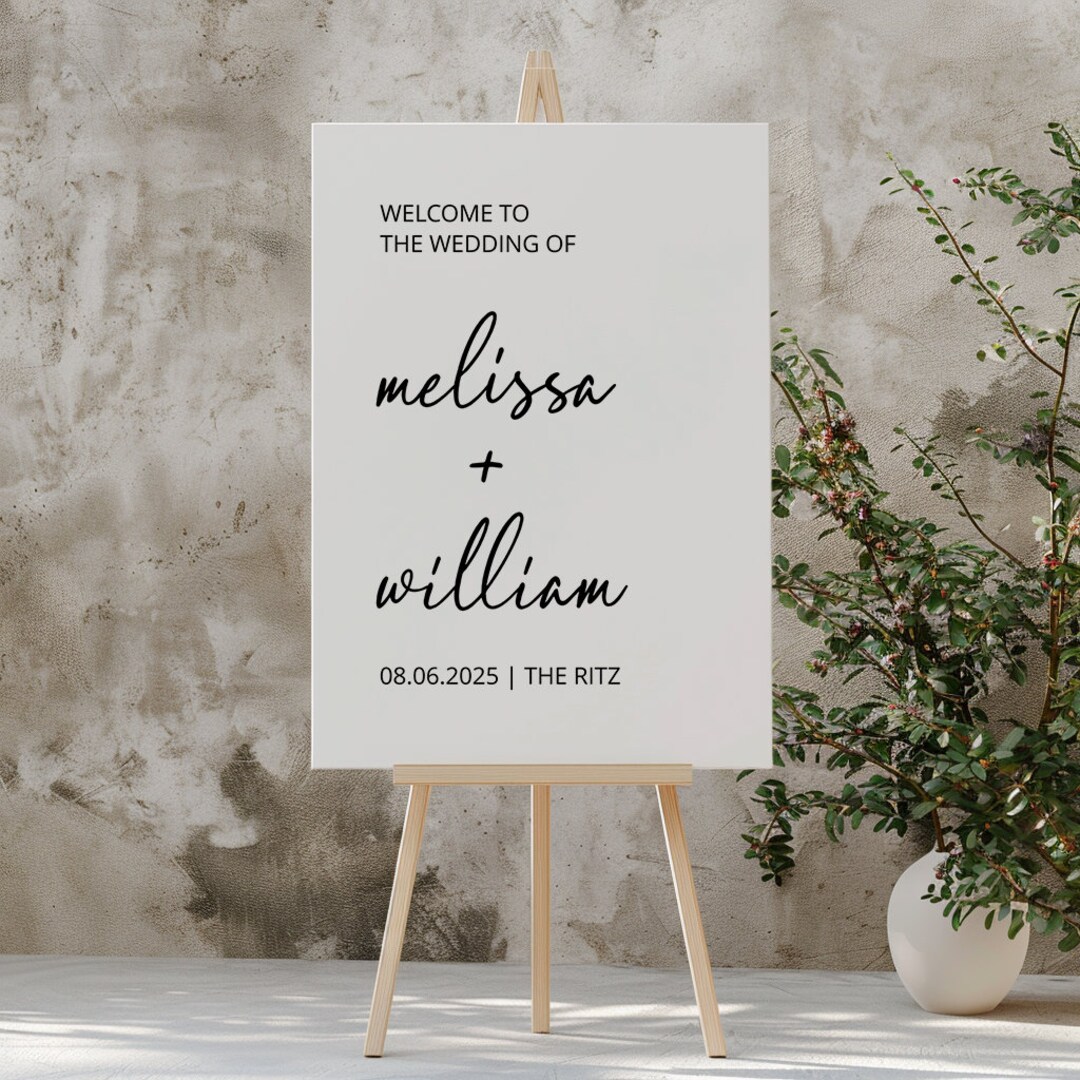 Editable Minimalist Wedding Welcome Sign Template, Modern Wedding ...