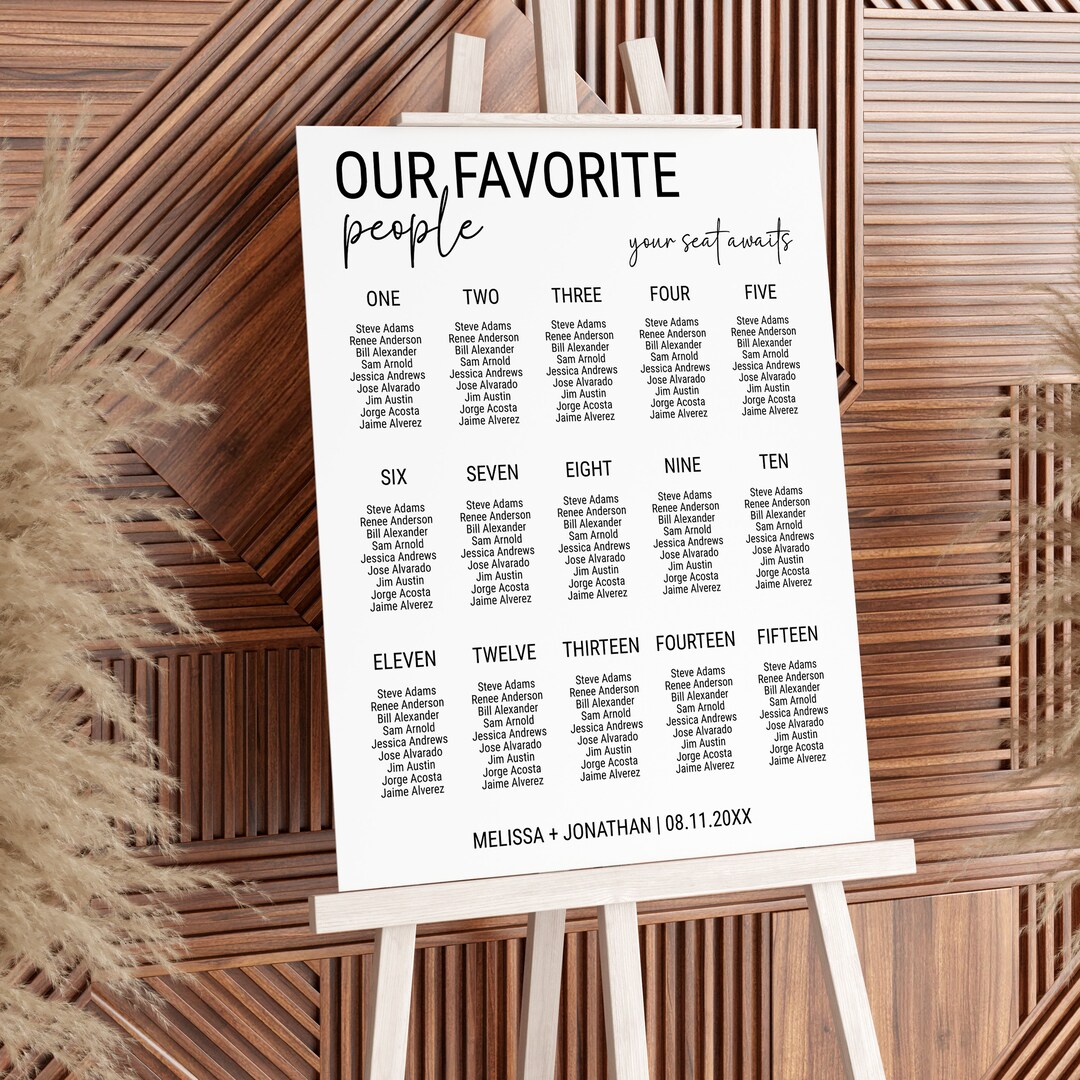 Editable Minimalist Seating Chart Template, Our Favorite People ...