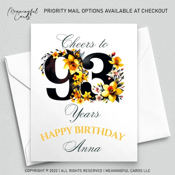93rd Birthday Card - Etsy