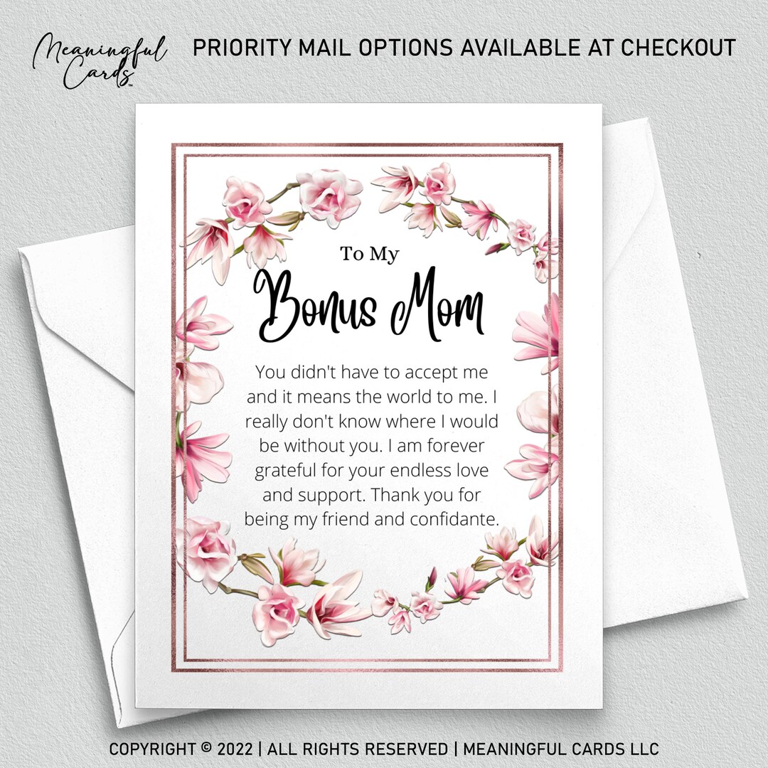 Bonus Mom Birthday Card | Sentimental Message - Etsy