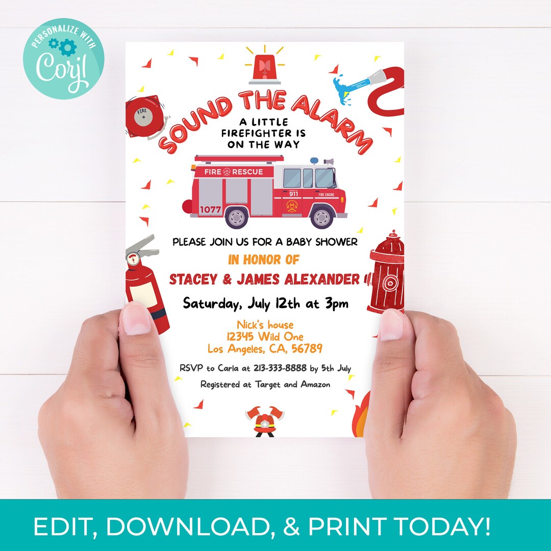 Firefighter Baby Shower Invitation, A Little Fireman is on the Way ...