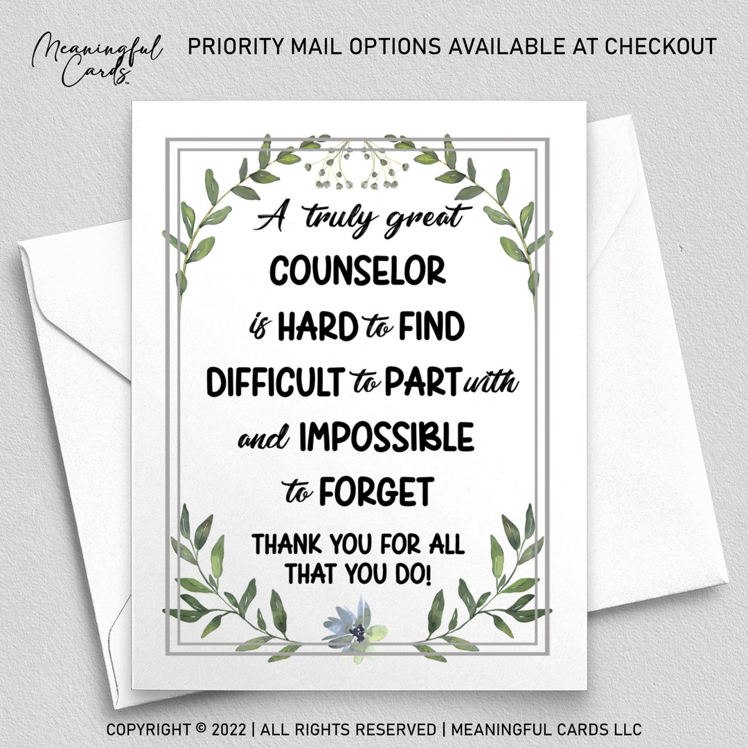 Counselor Thank You Card Gift for Counselor - Etsy