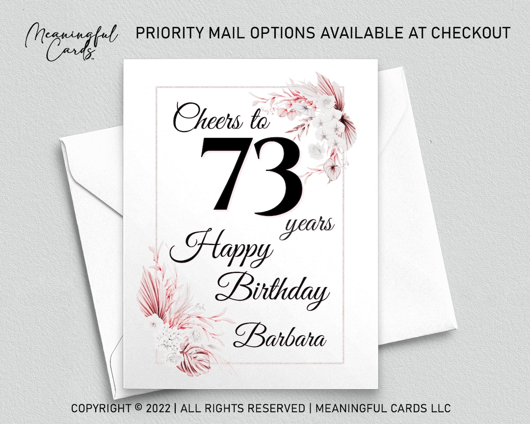 73rd Birthday Card Personalized Birthday Card, Cheers to 73 Years ...