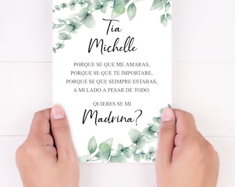 SPANISH Godmother Madrina Proposal Card Madrina Card Quieres Ser Mi ...