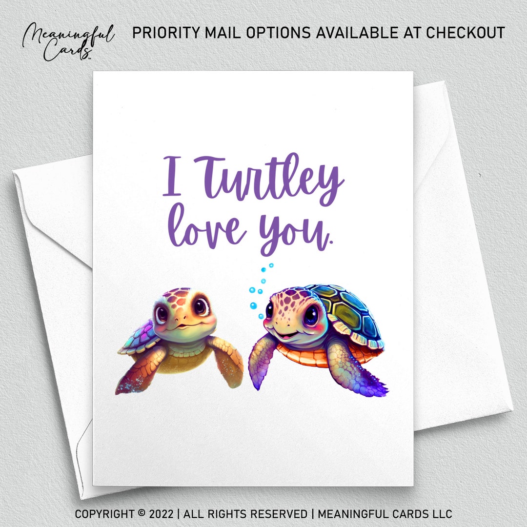 Cute Turtle Love Card, I Love You Card, I Turley Love You - Etsy