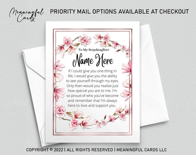 Bonus Daughter Card • Blank Greeting Card • Card Stepdaughter ...
