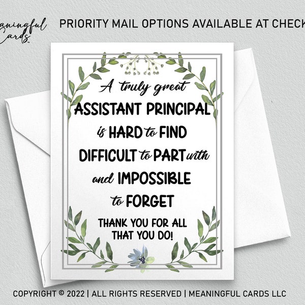 Assistant Principal Thank You Cards - Etsy