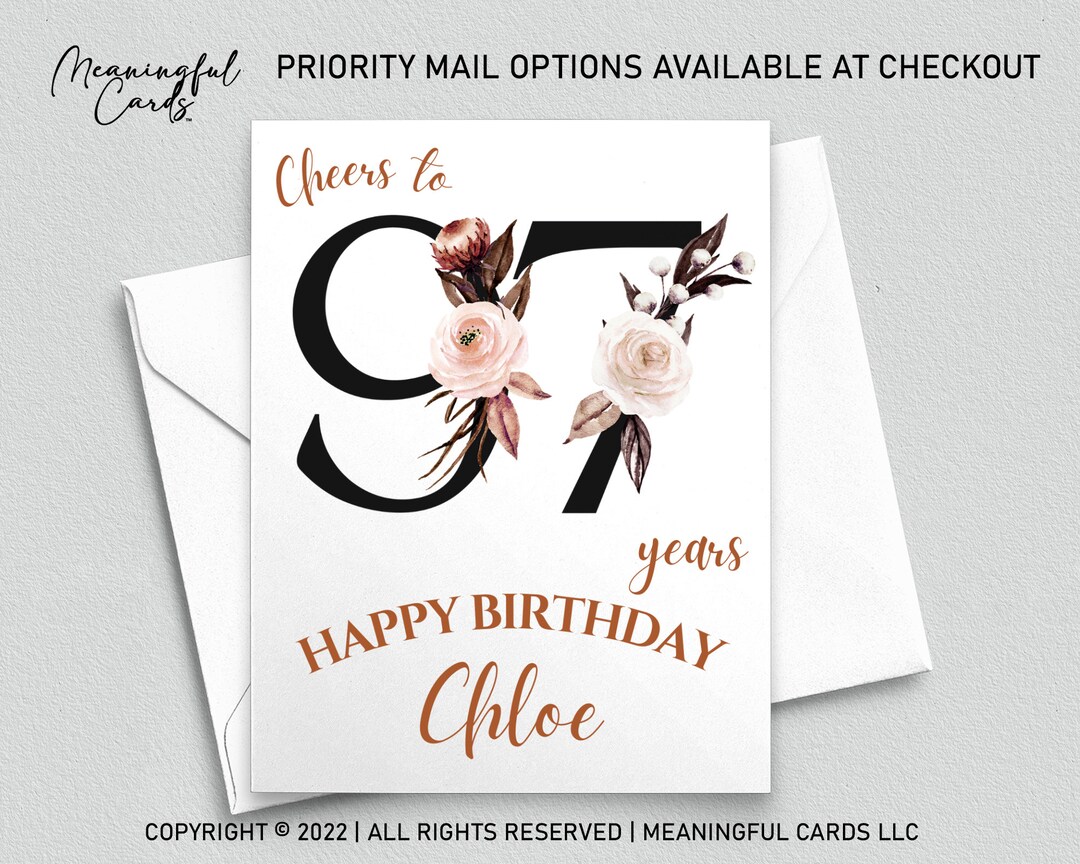 Personalized 97th Birthday Card, Floral Design - Etsy