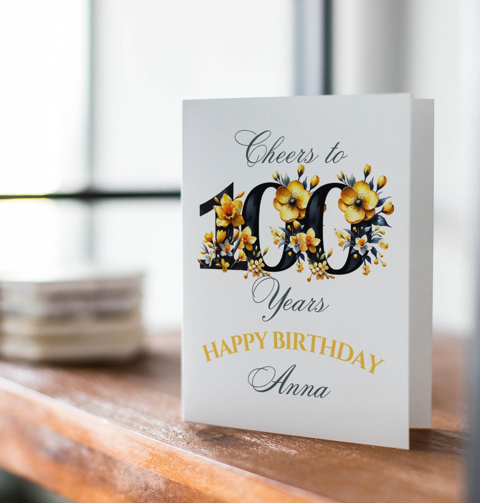 Personalized 100th Birthday Card: Floral Design - Etsy