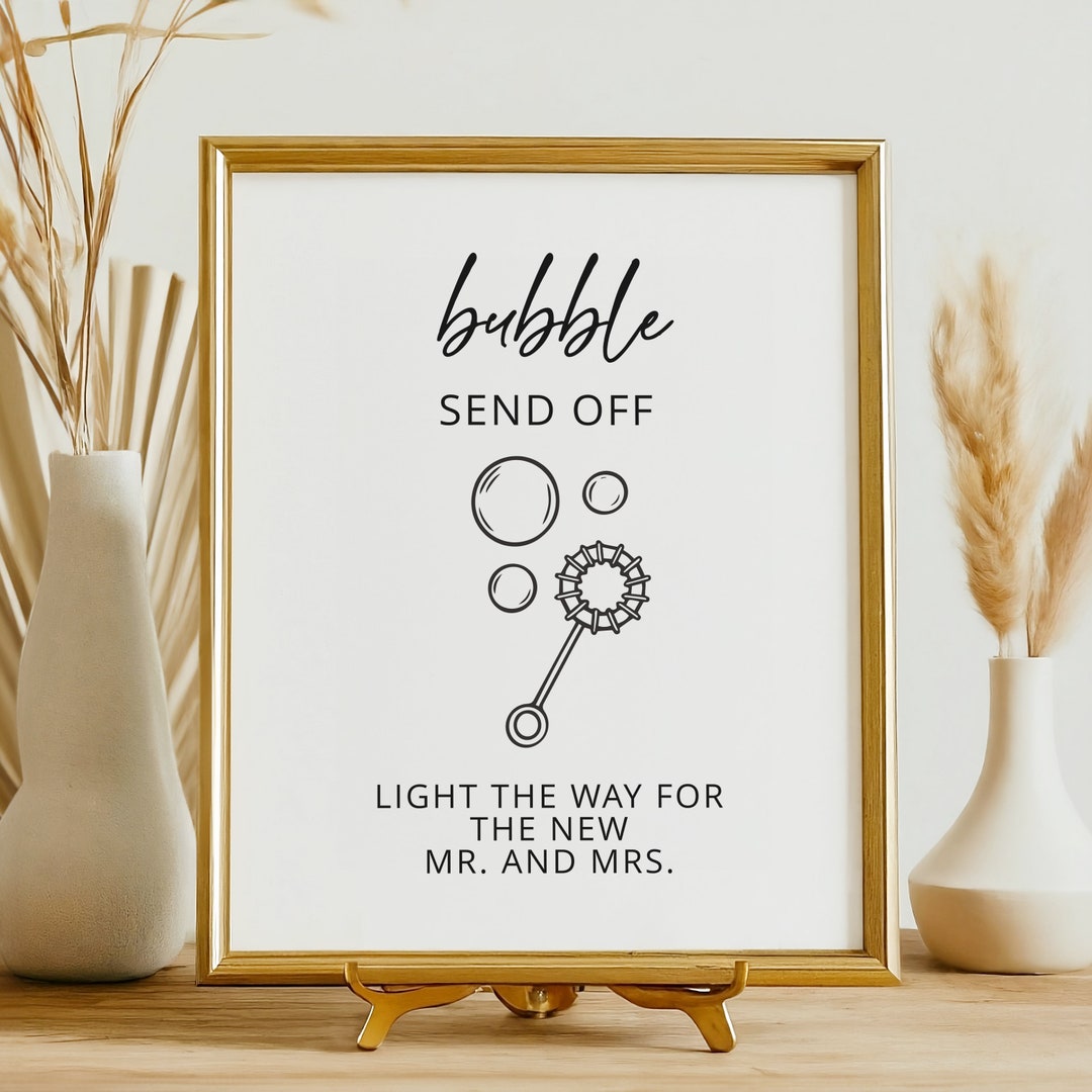 Editable Minimalist Bubble Send off Sign Template, Wedding Bubble Send ...