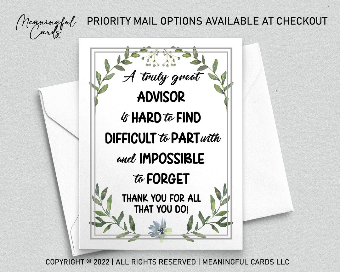 Advisor Thank You Card Gift for Advisor Gift Card for - Etsy