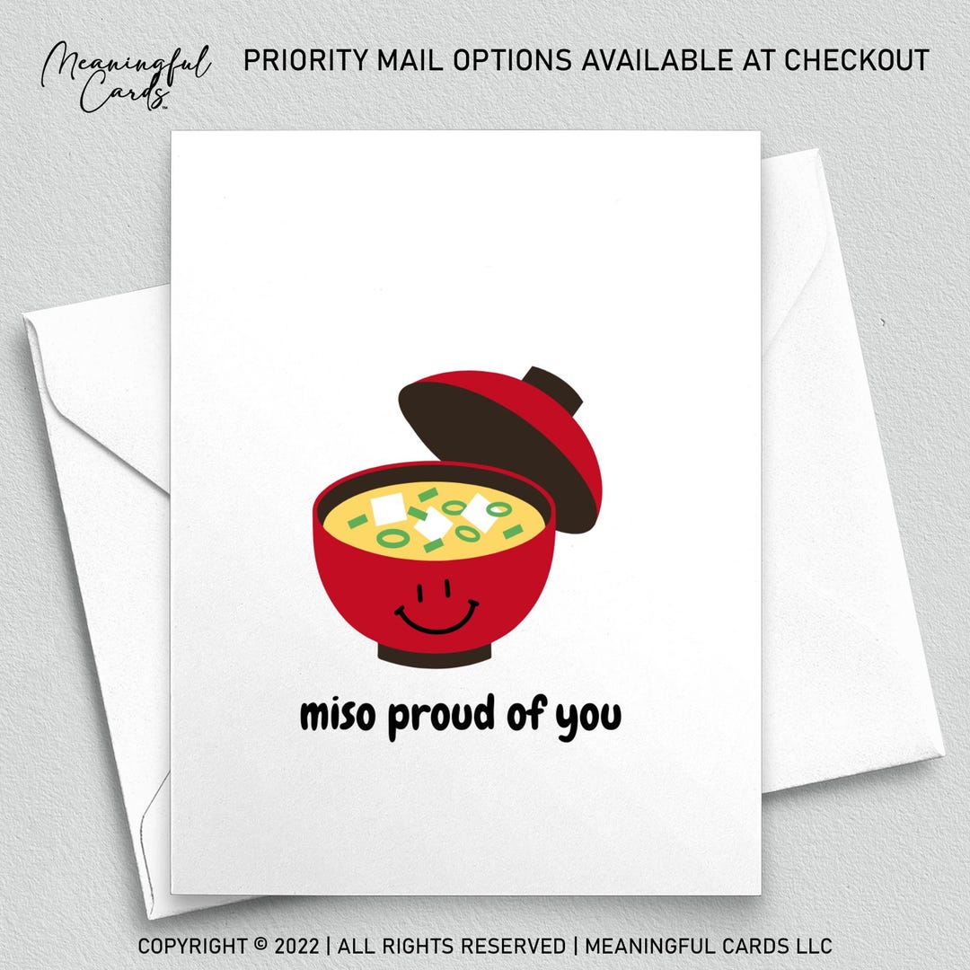 Miso Proud Funny Graduation Card, Food Pun Graduation Card, Miso Proud ...