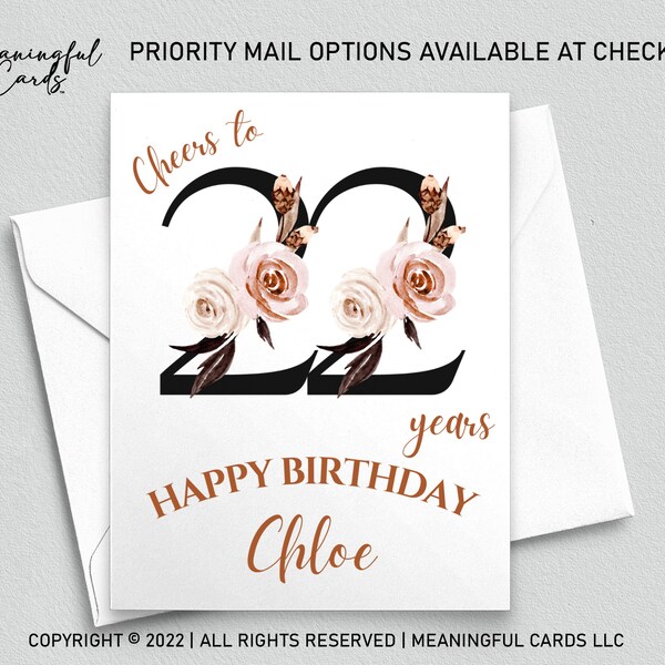 22nd Birthday Card - Etsy
