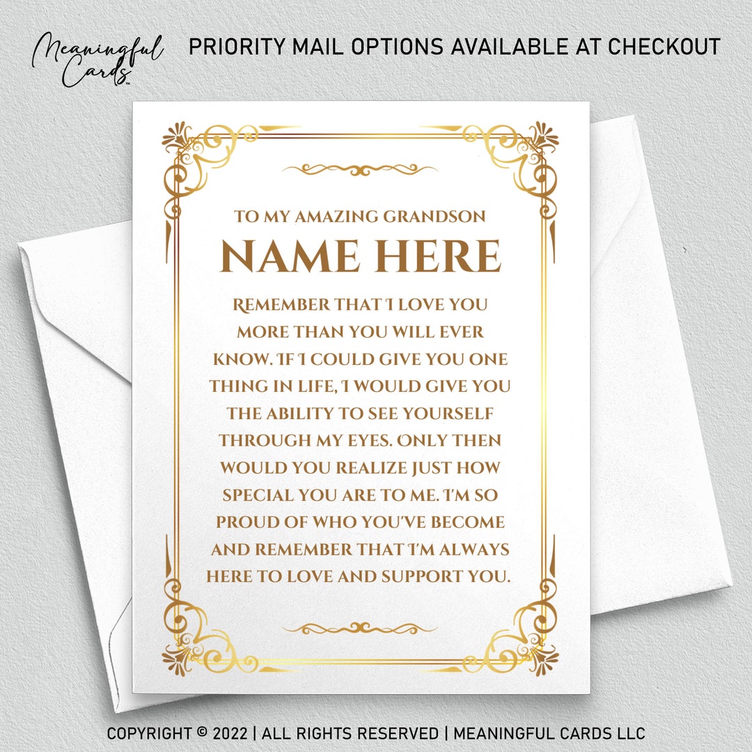 Personalized Grandson Birthday Card, Meaningful Poem Message - Etsy