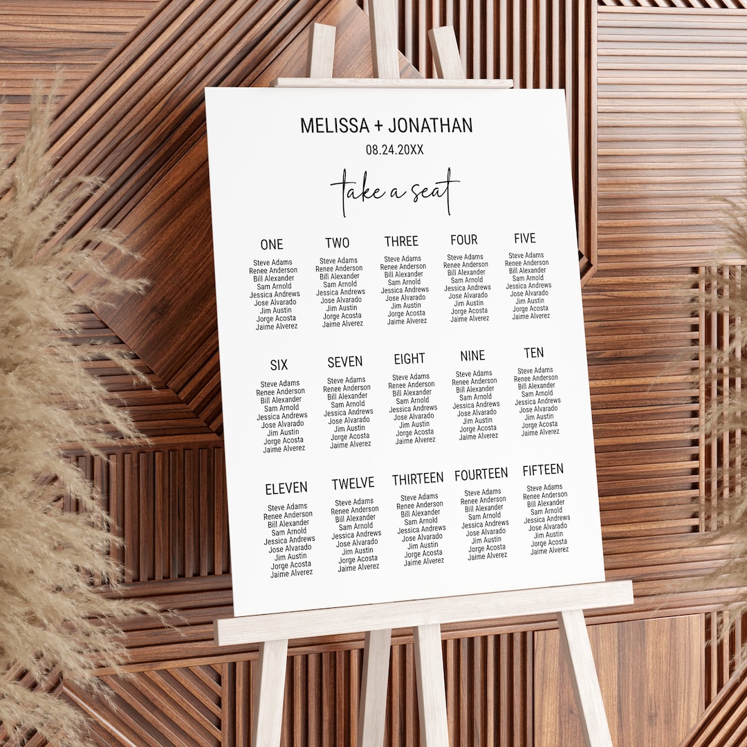 Editable Minimalist Seating Chart Template, DIY Seating Chart, Wedding ...