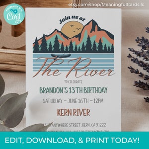 River Birthday Party Invitation, Boat Theme (digital Download) - Etsy
